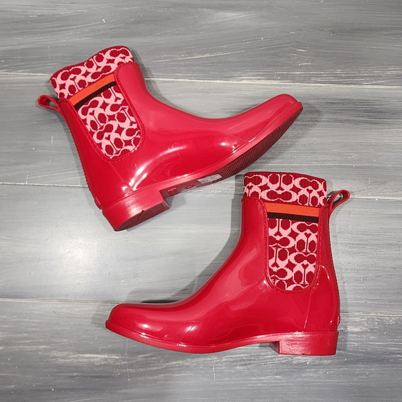 Coach | Shoes | Coach Rivington Womens Signature Red Candy Apple Rain ...